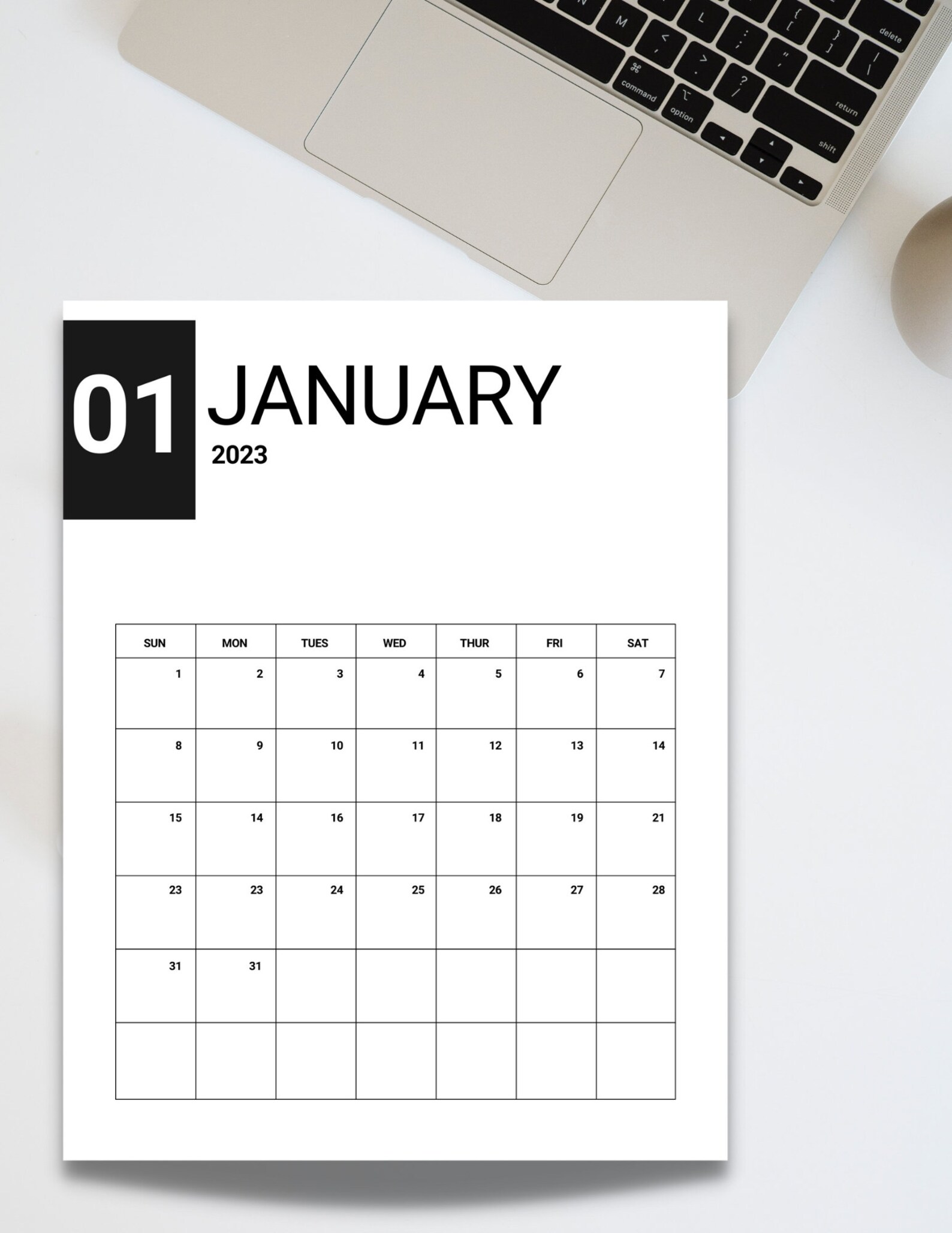 2023 Calendar PDF, Printable Blank Monthly Calendar 2023 With Sunday ...