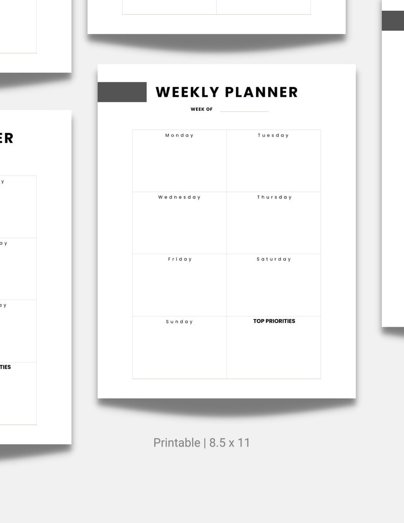 Weekly Planner Printable PDF Blank Planner Monday to Sunday - Etsy