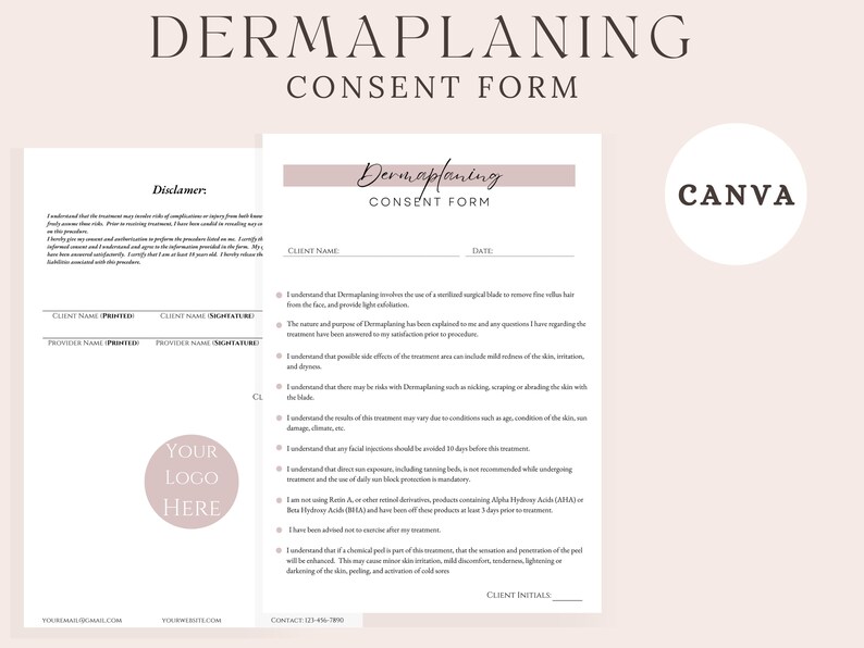 Dermaplaning Consent Form, Editable Esthetician Template, Printable ...