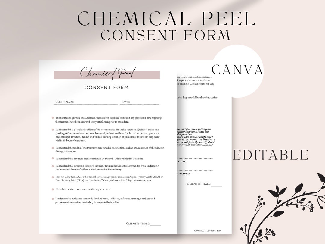 Chemical Peel Consent Form, Editable Esthetician Template, Printable ...