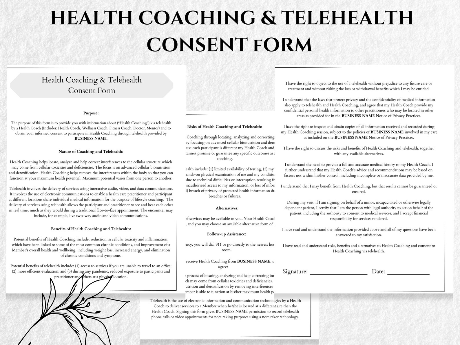 Health Coaching and Telehealth Consent Form, Health Coaching Forms ...