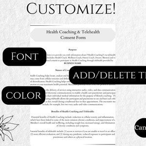 Health Coaching and Telehealth Consent Form, Health Coaching Forms ...