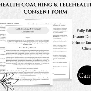Health Coaching and Telehealth Consent Form, Health Coaching Forms ...