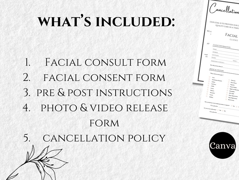 Facial Treatment Forms Bundle, Editable Esthetician Template, Printable ...