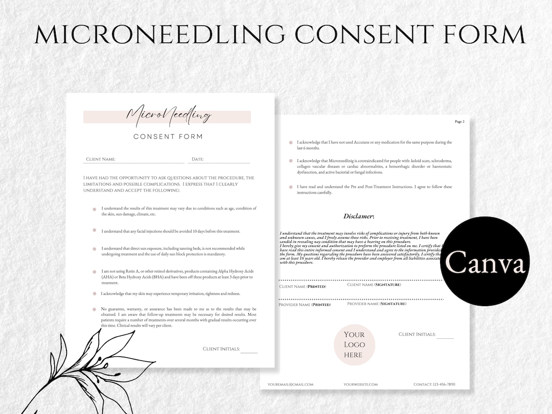 Professional Microneedling Consent Form, Editable Template, Printable ...
