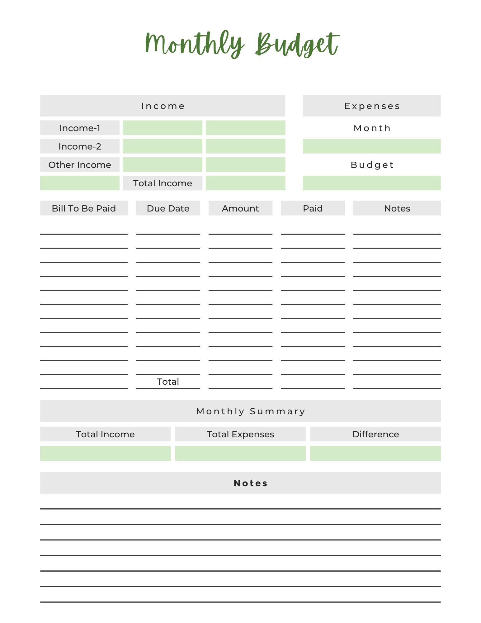 Monthly Budget, Minimalist Budget Planner, Monthly Finance Tracker, Pdf ...