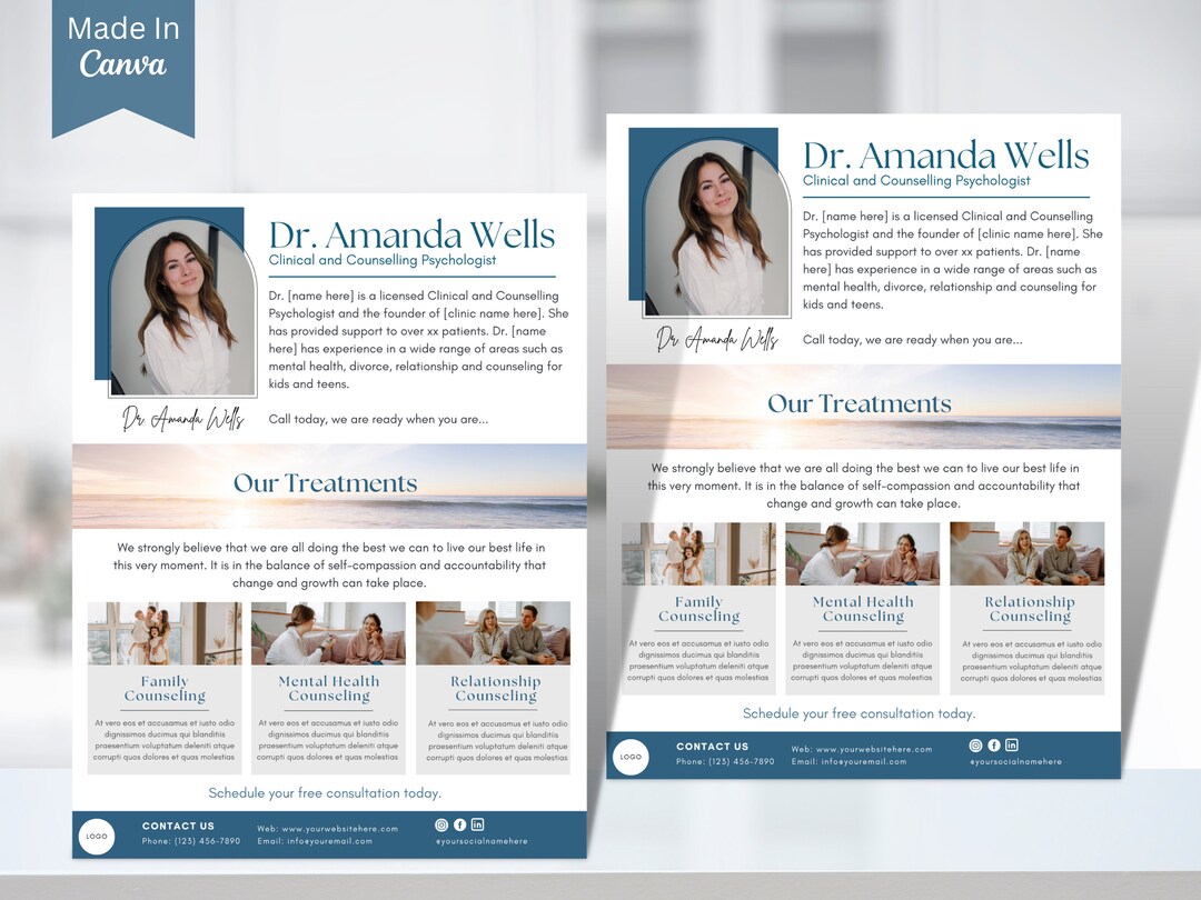 Counseling Psychology Therapy Flyer Templates Design, Editable ...