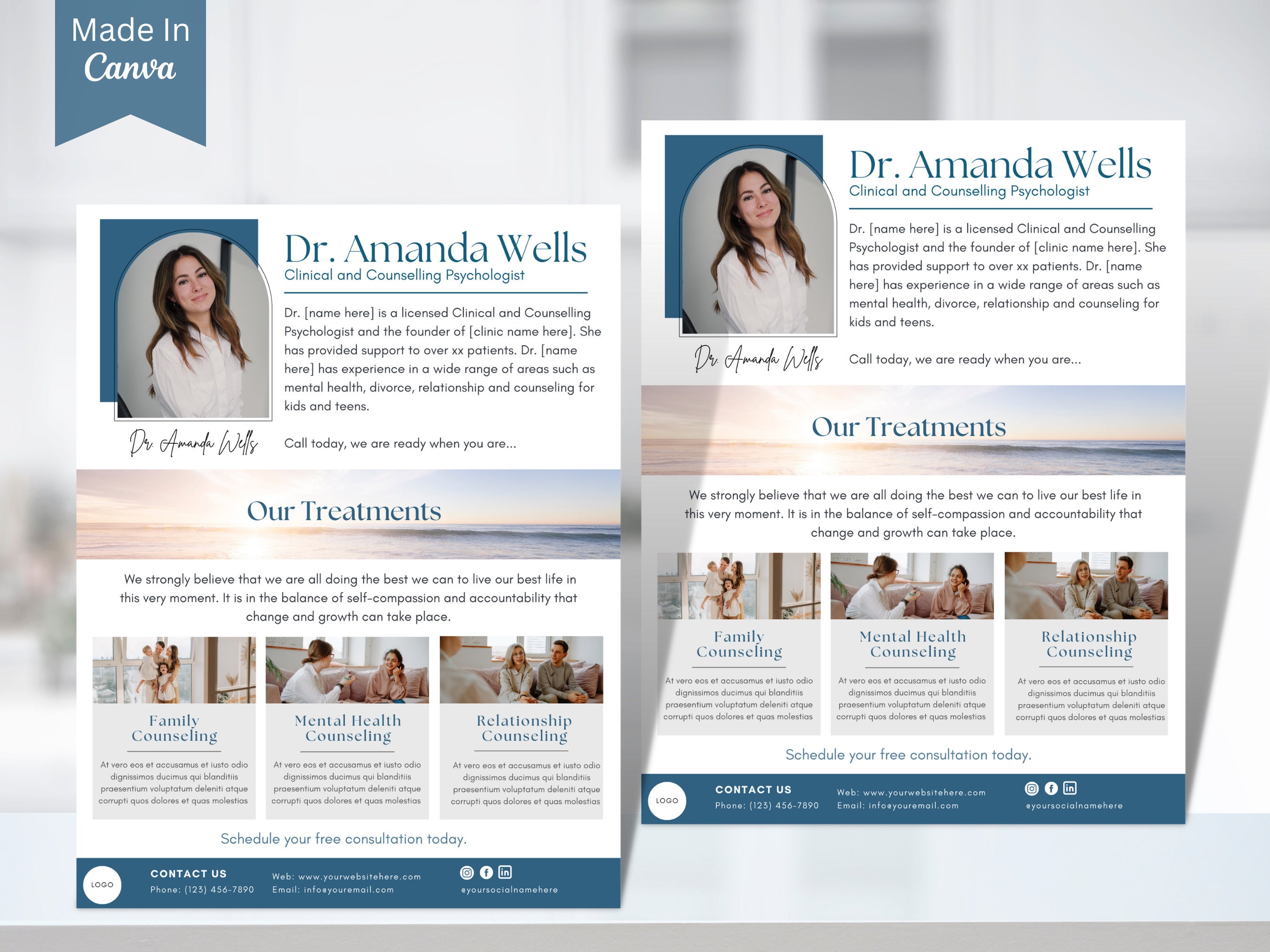 Counseling Psychology Therapy Flyer Templates Design, Editable ...