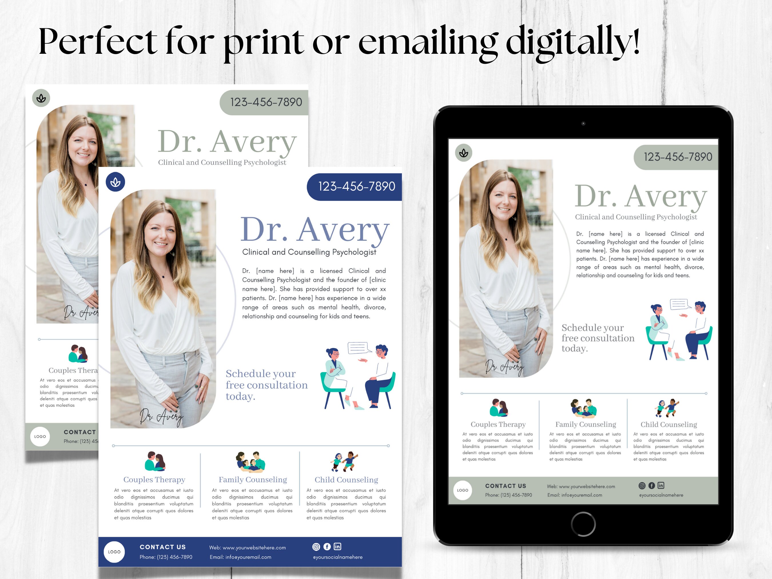 Counseling Psychology Therapy Flyer Templates Design, Editable ...