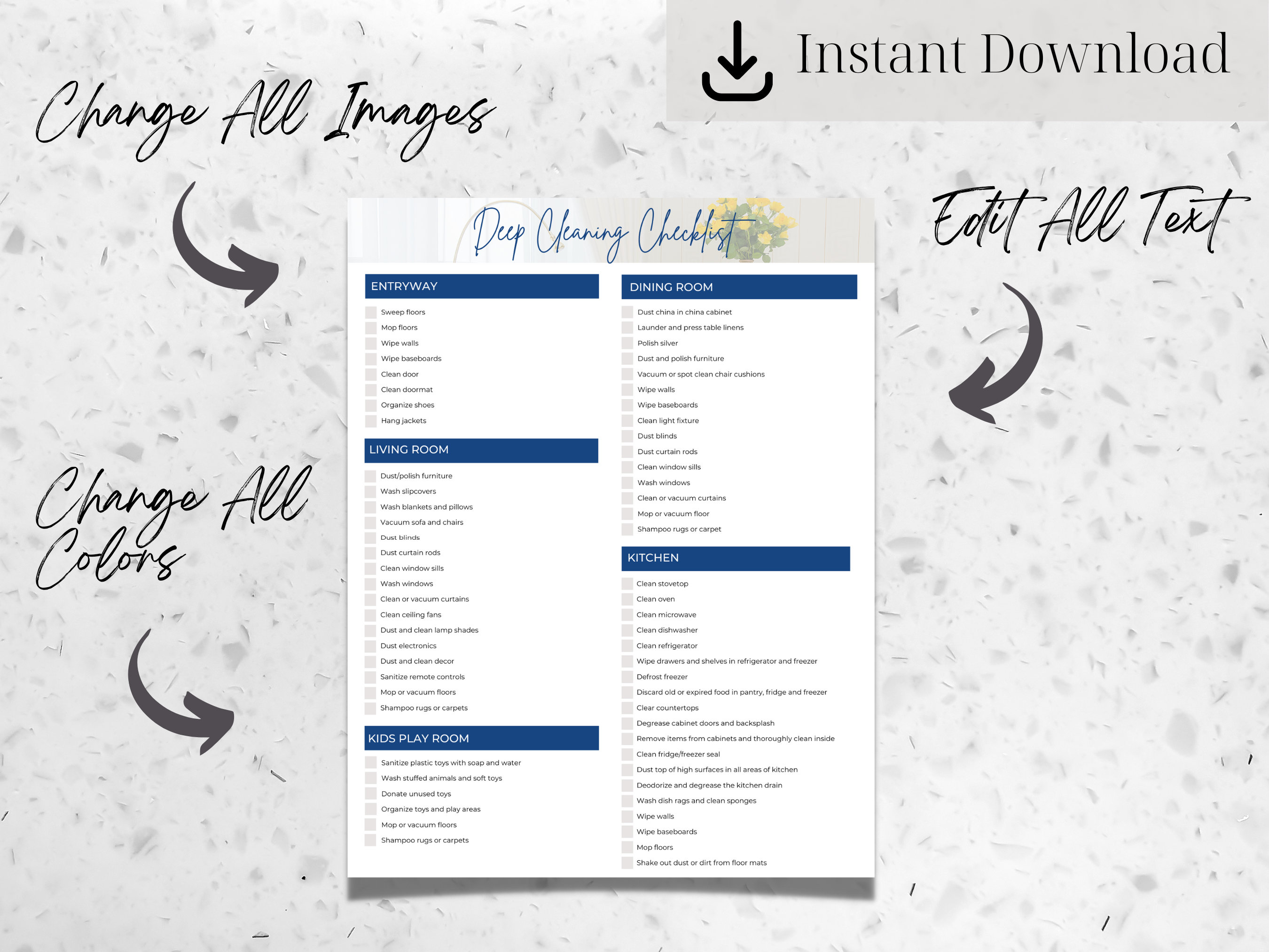 Deep Cleaning Checklist, Editable House Deep Cleaning Template, Deep ...