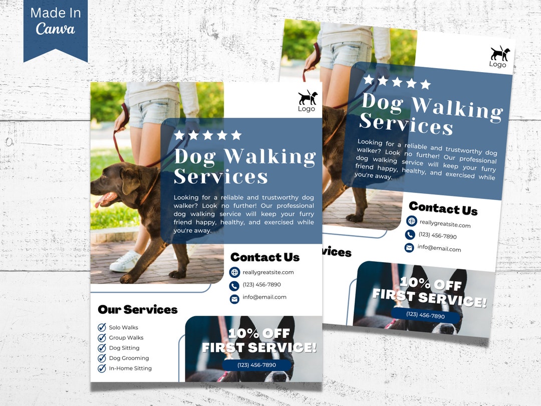 Dog Walking Flyer Poster Leaflet, Pet Sitting Flyer Poster Leaflet, Pet ...