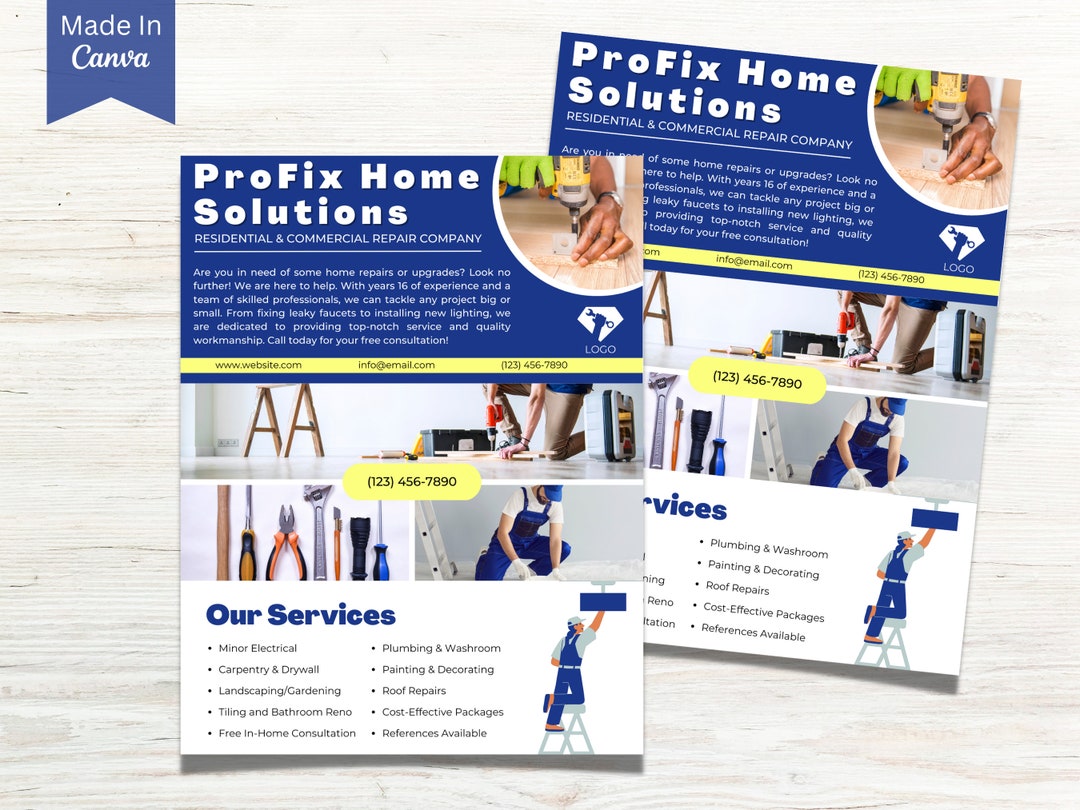 Handyman Flyer Template, Printable Business Flyer Design, Handy Man ...