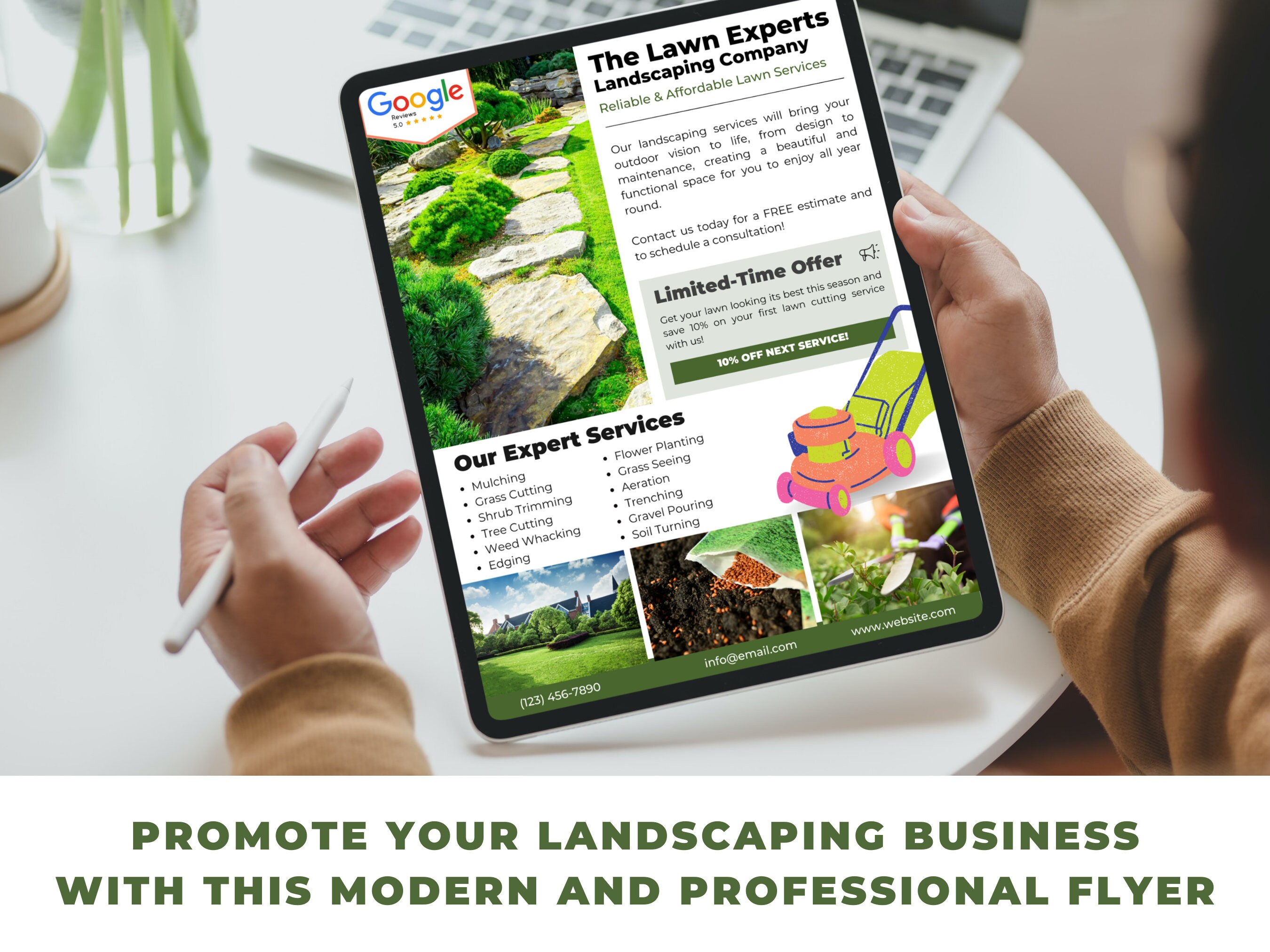 Landscaping Flyer Template, Gardening Flyer Template, Lawn Mowing Flyer ...