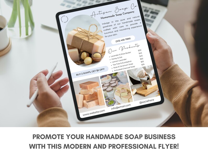Handmade Soap Flyer Template, Editable Handmade Soap Making Small ...