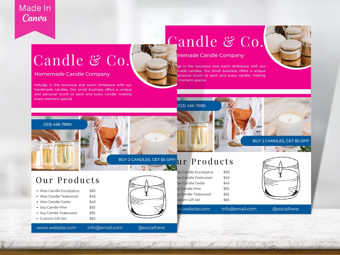 Soy Wax Candles Flyer Template, Editable Handmade Candle Making Small ...