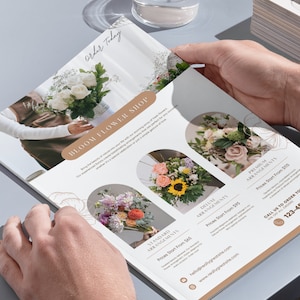 Flower Shop Flyer Template, Editable Florist Flower Shop Small Business ...