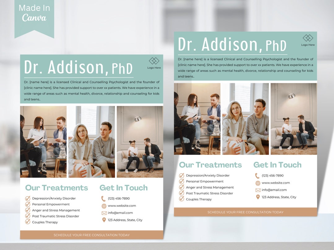 Counseling Psychology Therapy Flyer Templates Design, Editable ...