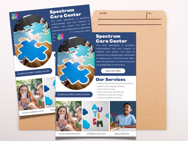 Autism Awareness Flyer Templates Design, Autism Therapy Editable ...