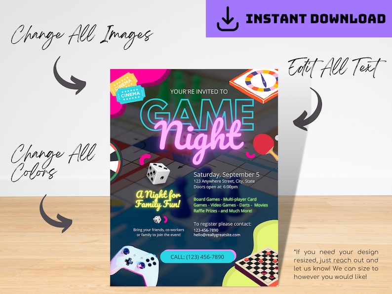 Trivia Night Flyer, Editable Game Night Invitation, Trivia Night ...