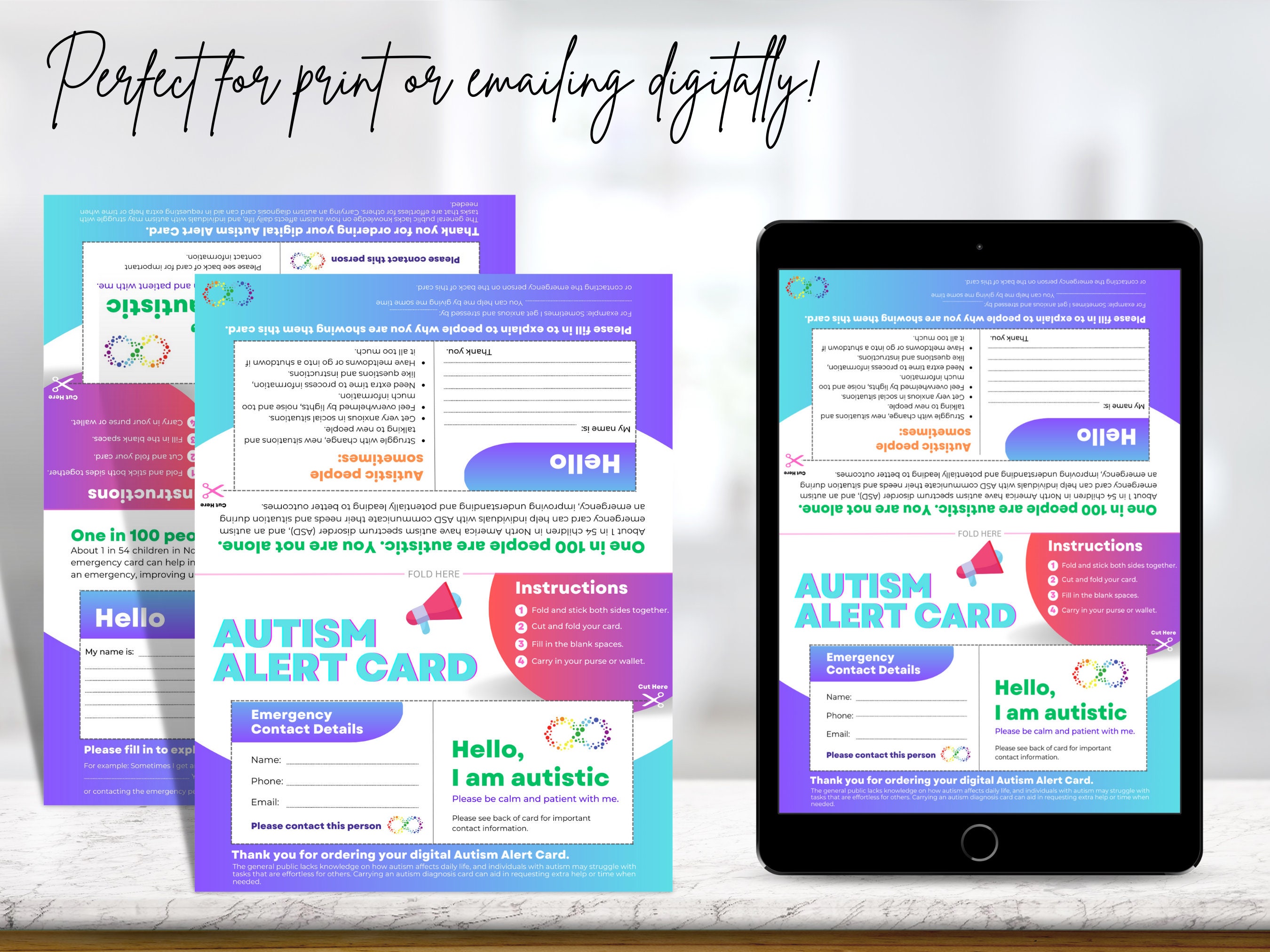 Autism Card, Autism ID Card, Autism Medical Card, Autistic Alert Card ...