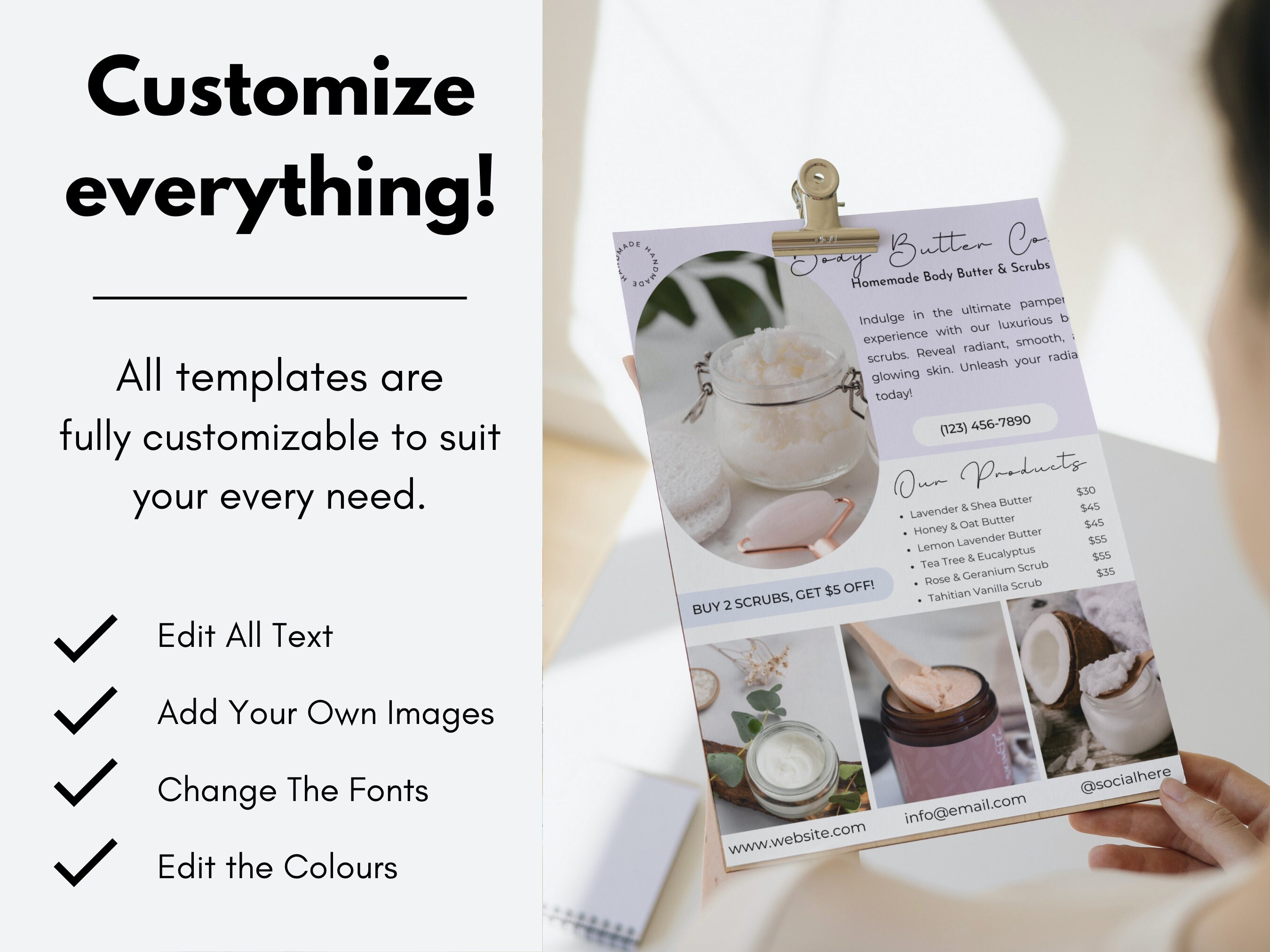 Body Scrub Flyer Template Editable Handmade Body Scrub Small - Etsy