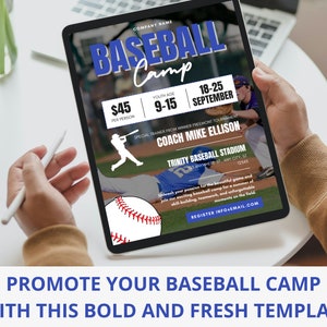 Baseball Camp Flyer, DIY Baseball Camp Templates, Editable Social Media ...