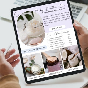 Body Scrub Flyer Template, Editable Handmade Body Scrub Small Business ...