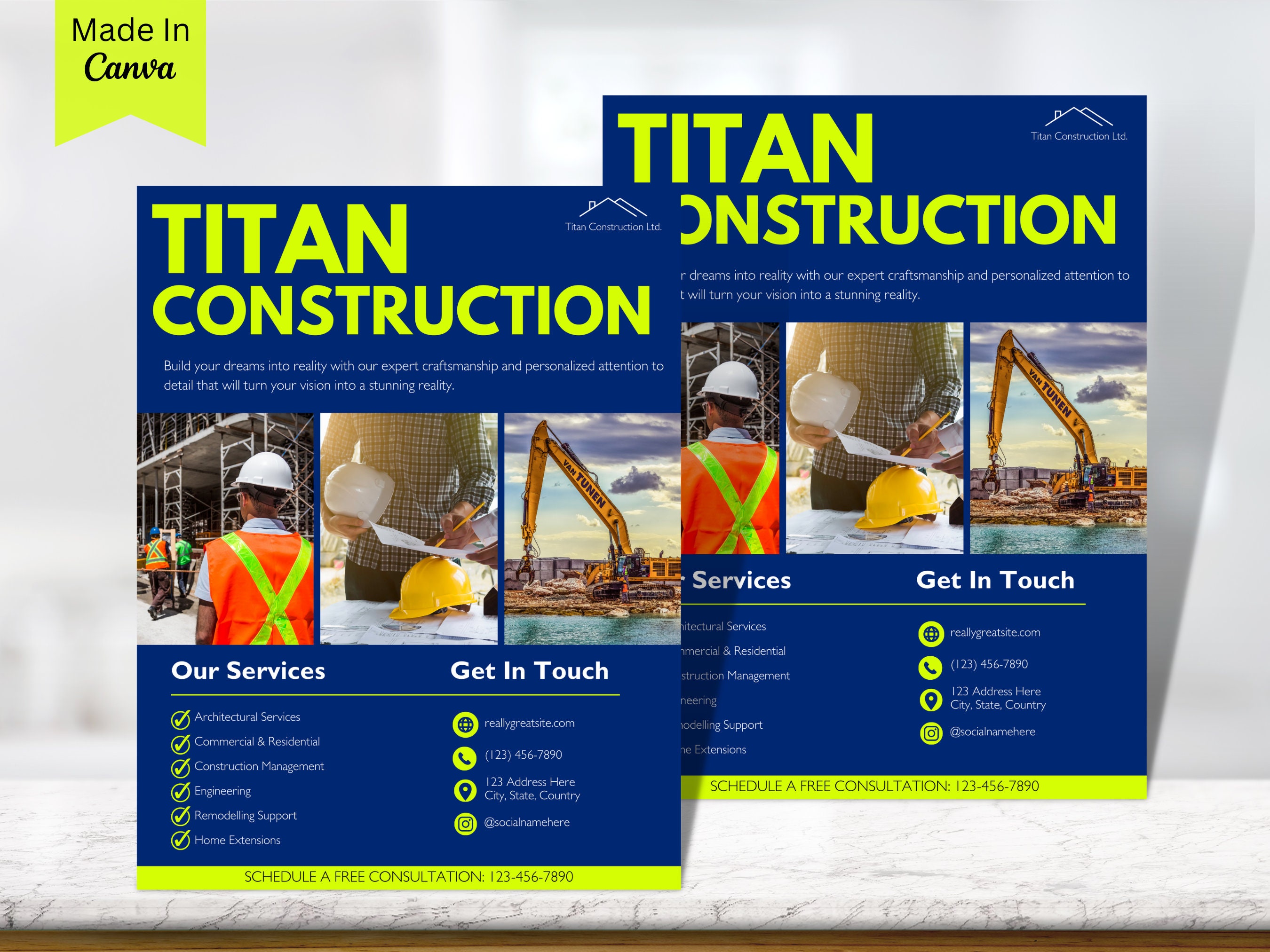 Construction Flyer Template Printable Business Flyer Design - Etsy
