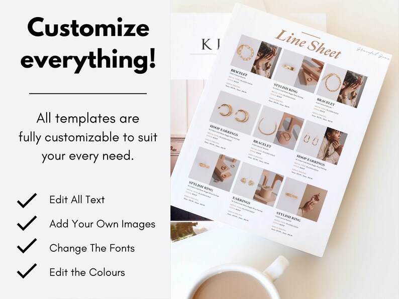 Jewelry Line Sheet Flyer, Line Sheet for Wholesale, Price List Template ...