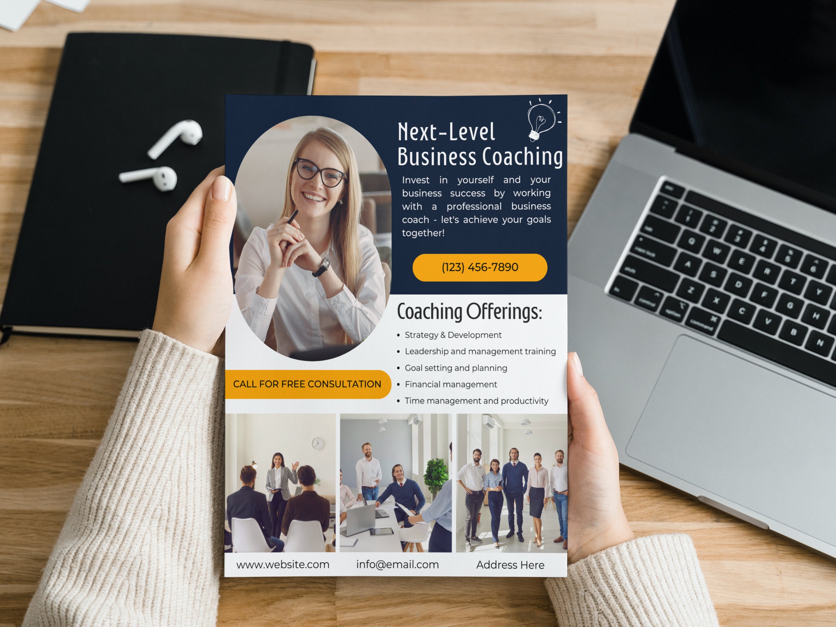 Business Coach Flyer, DIY Canva Flyer Template, Editable Canva Social ...