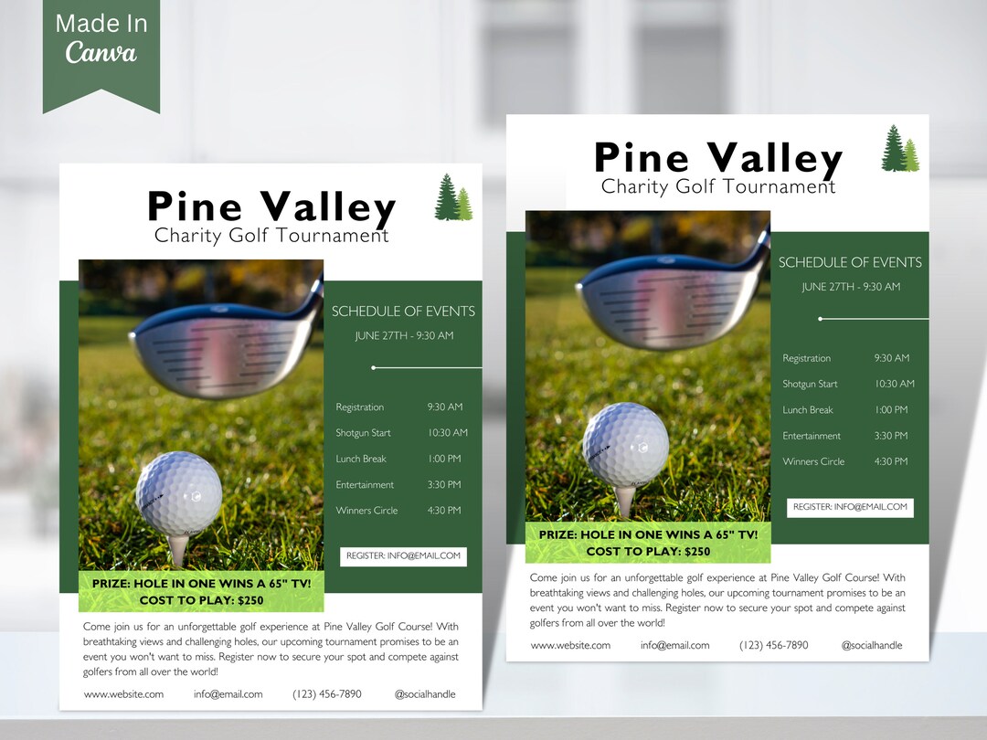 Golf Tournament Flyer Template, Editable Golf Flyer Guide, Instant ...