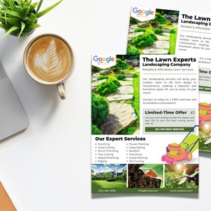 Landscaping Flyer Template, Gardening Flyer Template, Lawn Mowing Flyer ...