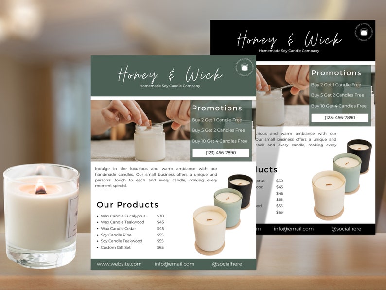 Soy Wax Candles Flyer Template, Editable Handmade Candle Making Small ...