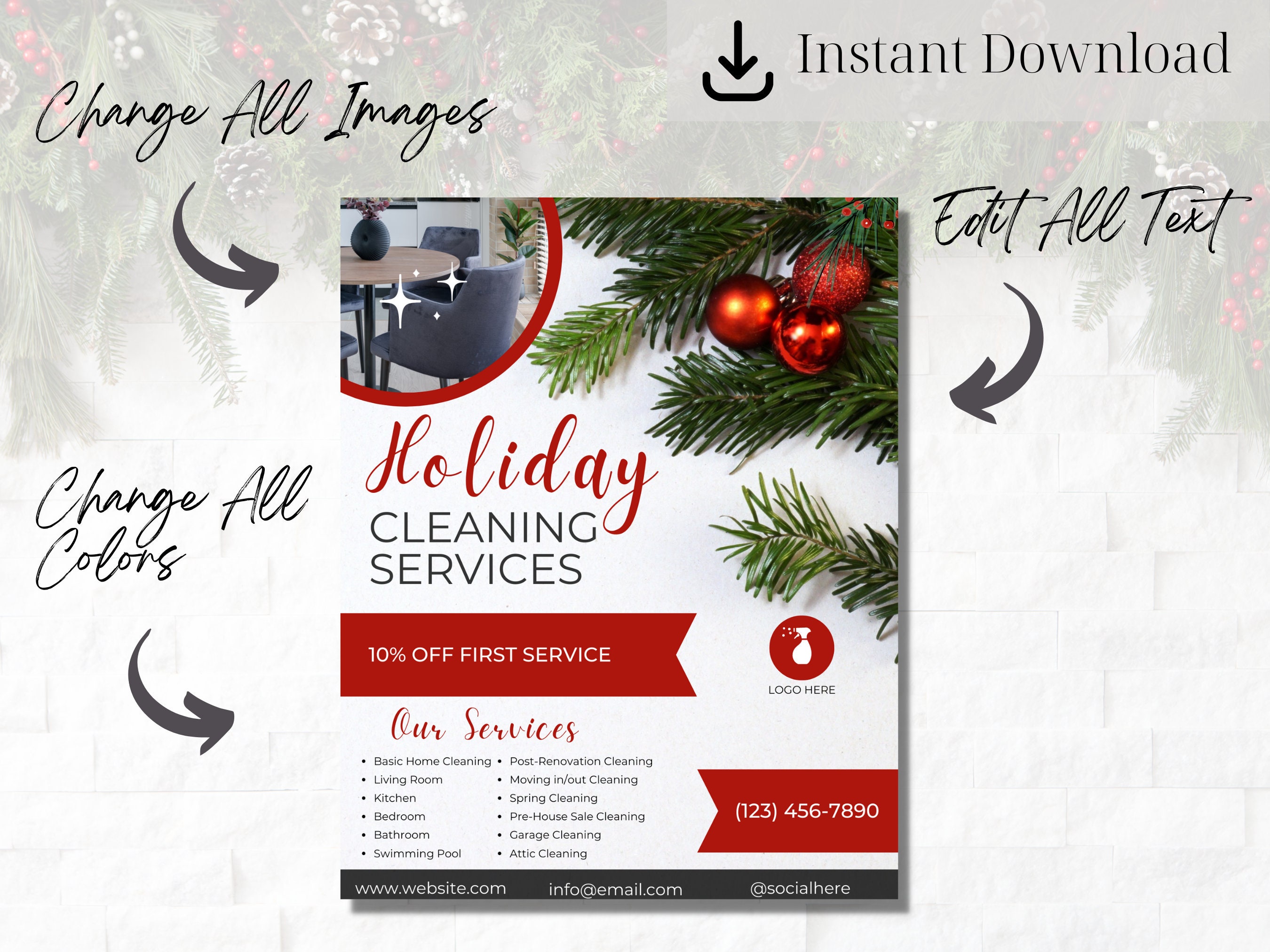 Holiday Cleaning Flyer, Cleaning Service Poster, Housekeeping Flyer ...
