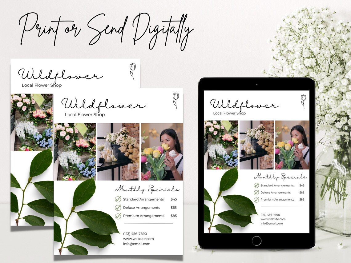 Flower Shop Flyer Template Editable Florist Flower Shop Small - Etsy