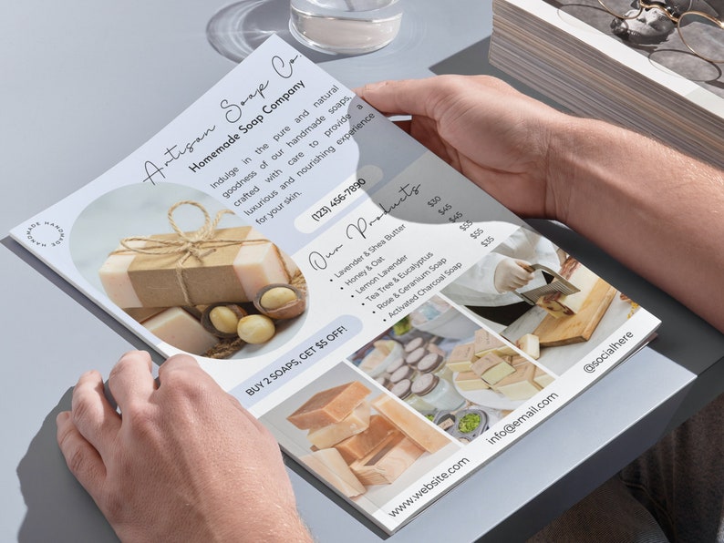 Handmade Soap Flyer Template, Editable Handmade Soap Making Small ...