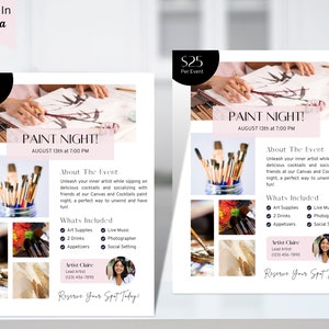 Editable Paint Night Template Flyer, RSVP Invitation, DIY Paint and Sip ...