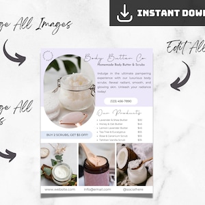 Body Scrub Flyer Template, Editable Handmade Body Scrub Small Business ...