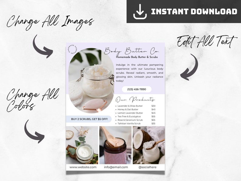 Body Scrub Flyer Template Editable Handmade Body Scrub Small - Etsy