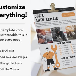 Auto Body Flyer, DIY Flyer Template Design, Car Repair Flyer, Social ...