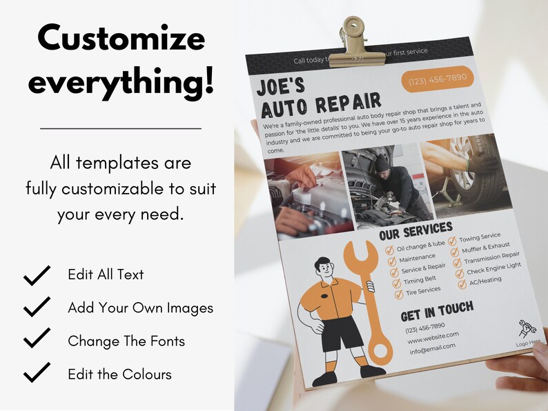 Auto Body Flyer, DIY Flyer Template Design, Car Repair Flyer, Social ...