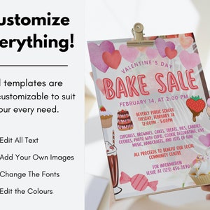 Editable Valentine's Day Bake Sale Fundraiser Flyer, Instant Download ...