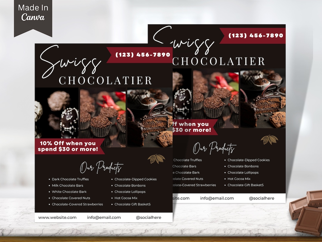 Chocolate Flyer Template, Chocolate Making Business, Baking Dessert ...