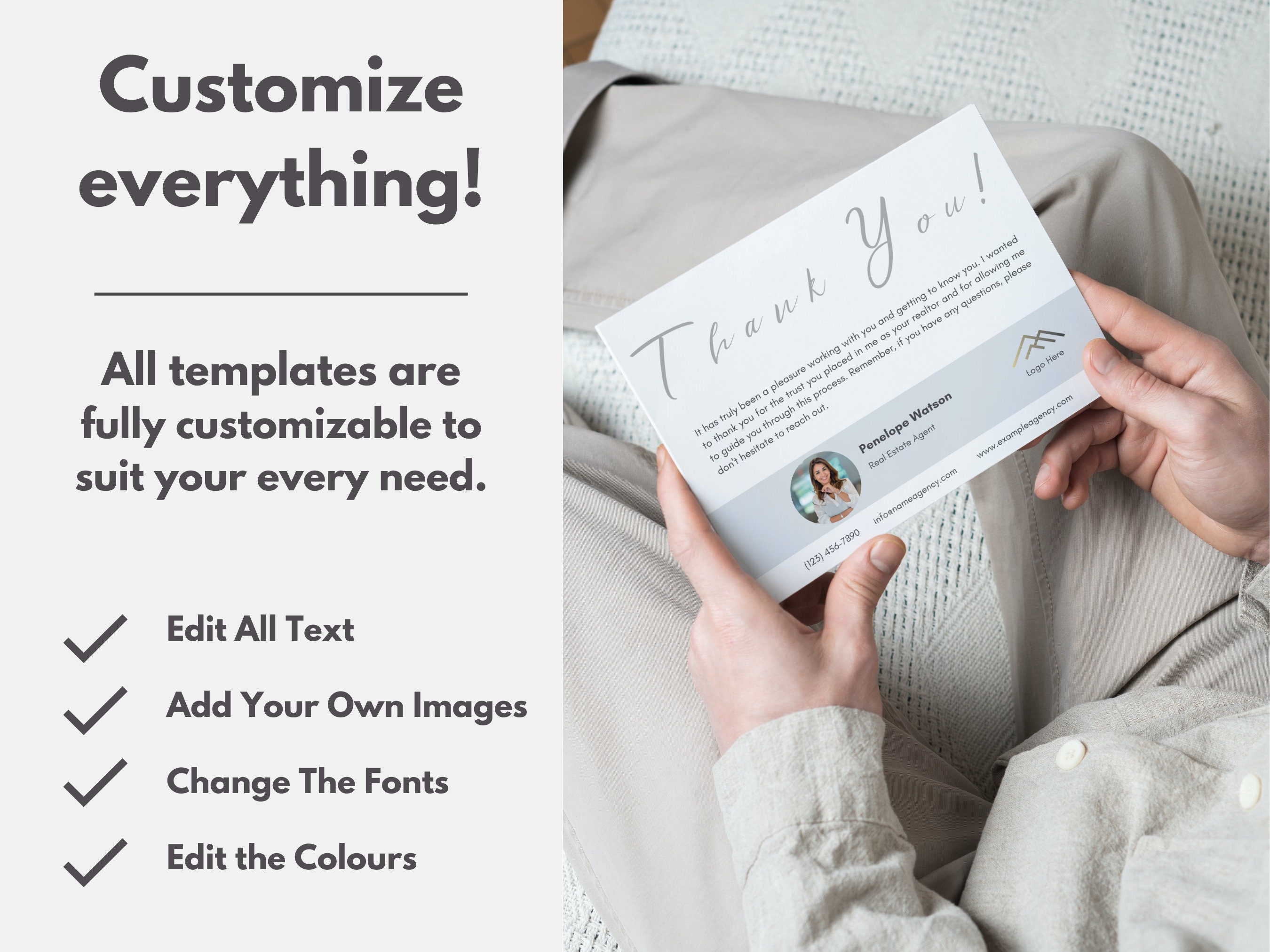 Minimalistic Real Estate Thank You Card Template, Modern Real Estate ...