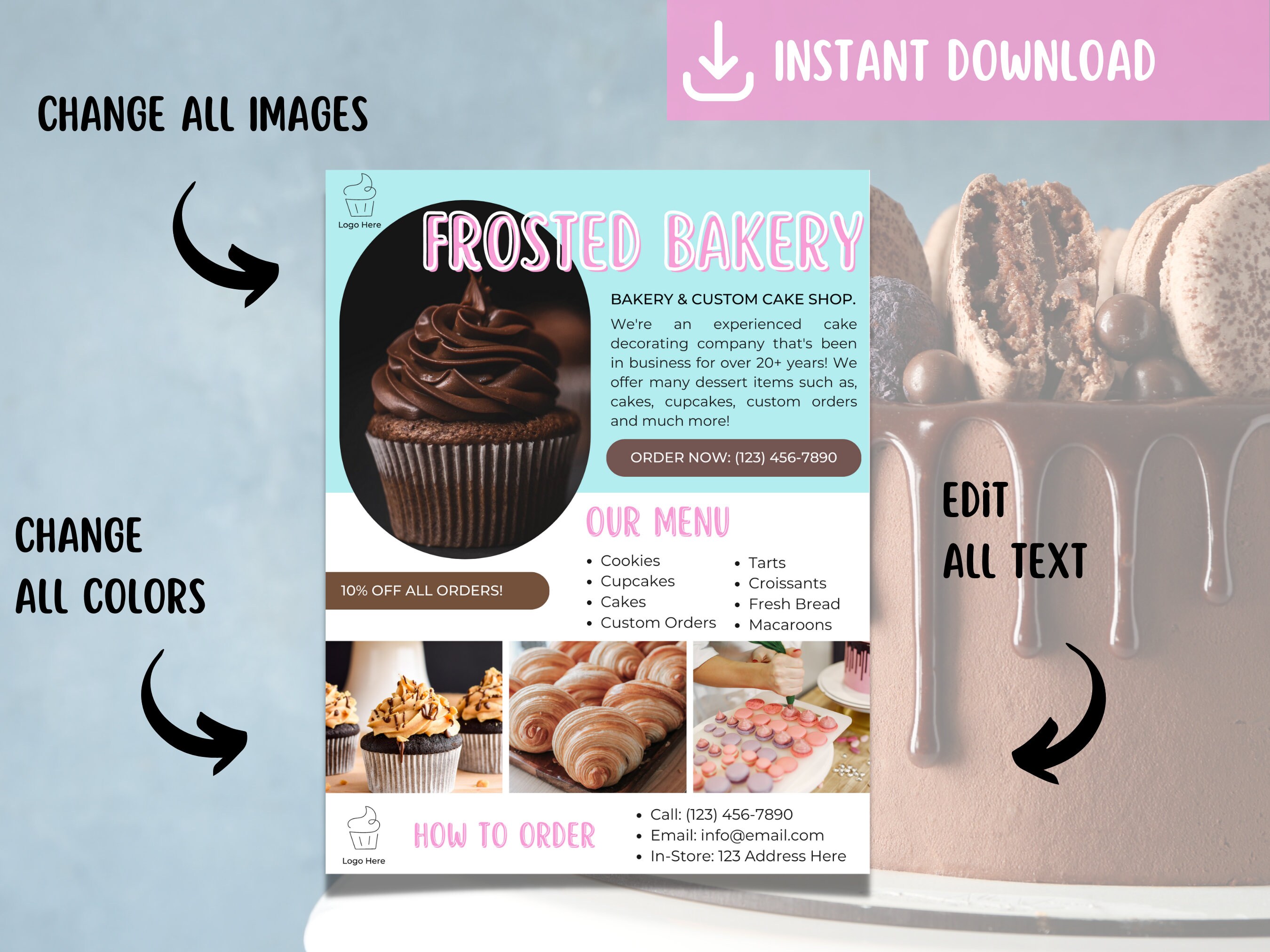 Cake Flyer Template, Cupcake Cake Business Flyer, Baking Dessert Flyer ...