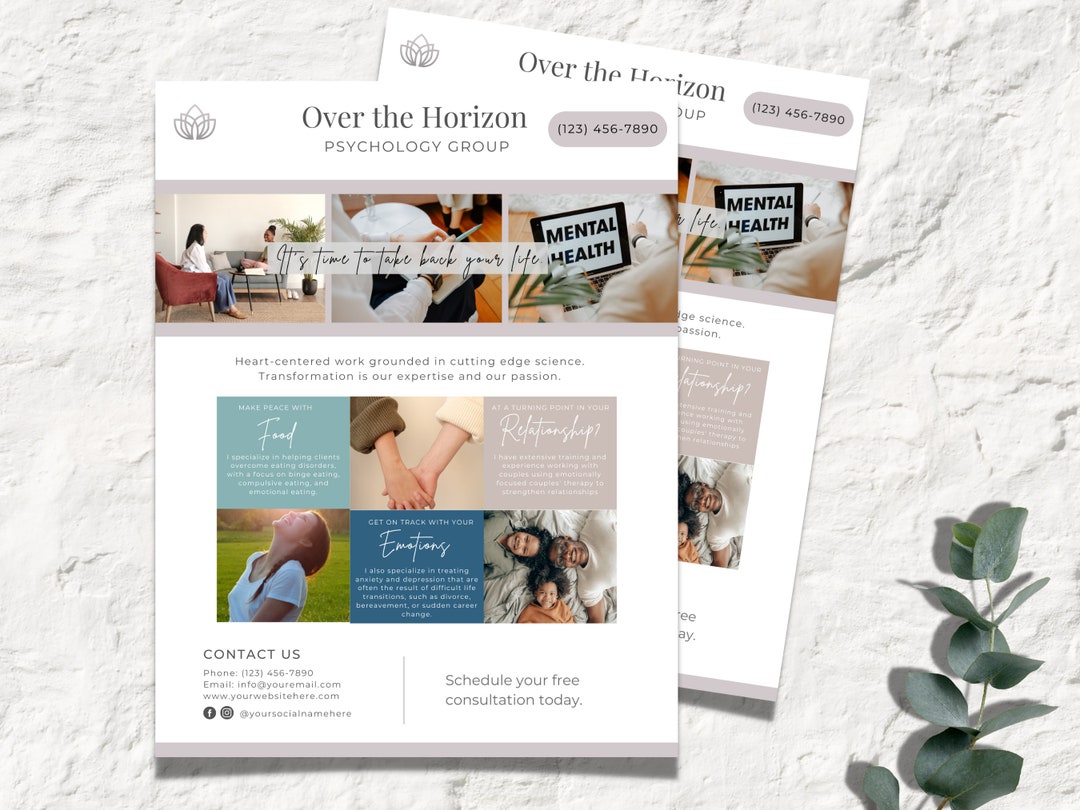 Counseling Psychology Therapy Flyer Templates Design, Editable ...
