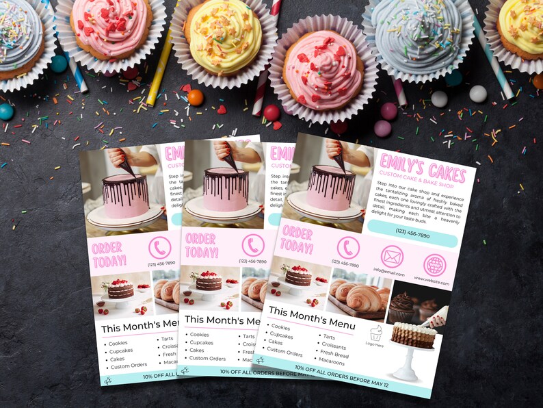 Cake Flyer Template Cupcake Cake Business Flyer Baking - Etsy