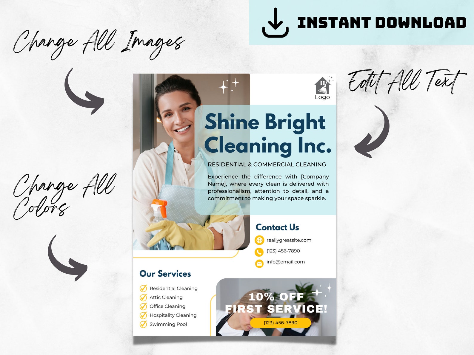 Cleaning Service Flyer, DIY Sheet, Cleaning Service Poster, Housekeeping Flyer, Editable ...