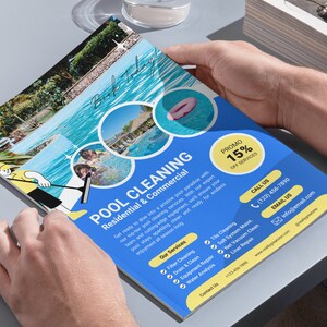 Pool Cleaning Flyer, DIY Editable Canva Template, Printable, Swimming ...