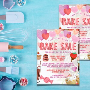 Editable Valentine's Day Bake Sale Fundraiser Flyer, Instant Download ...